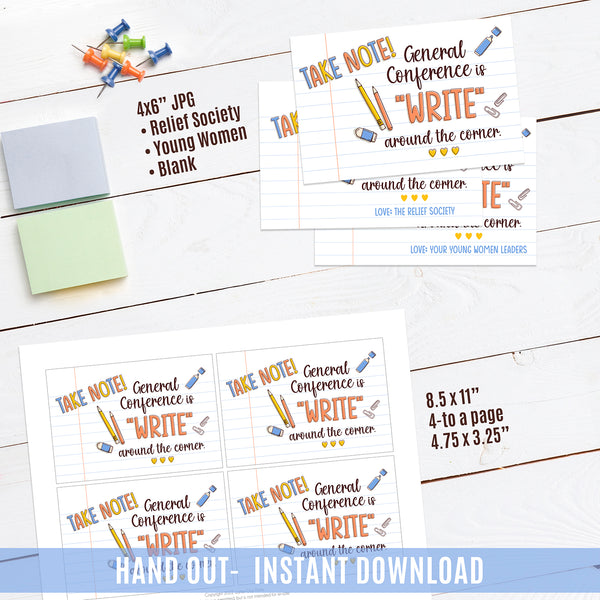 TAKE NOTE - General Conference Reminder Handout - Instant Download ...